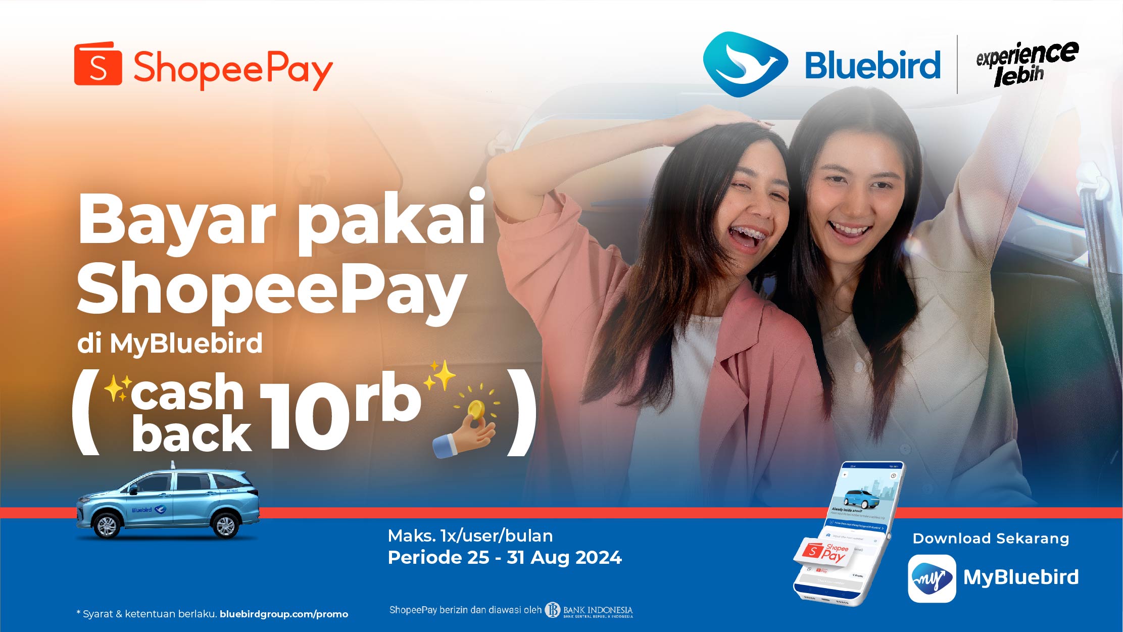 Naik Bluebird Dapat Cashback Hingga Rp 10.000 dari ShopeePay di Bulan ...