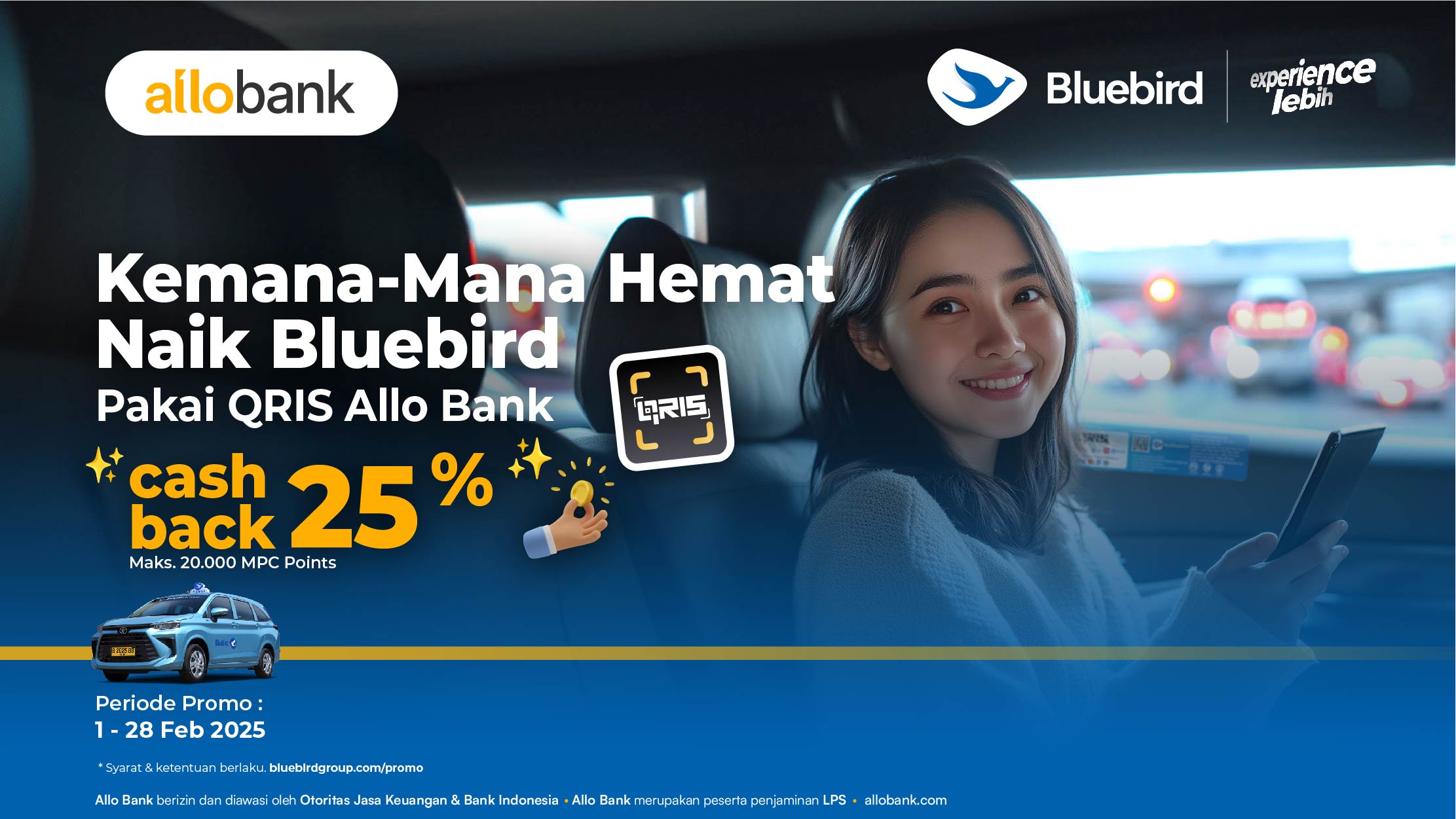 Hemat Naik Bluebird Pakai QRIS Allo Bank Cashback Hingga 25%- Blue Bird ...